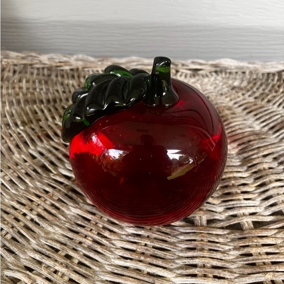 Office | Vintage Hand Blown Red Glass Apple Paperweight By Lori Ritz ...